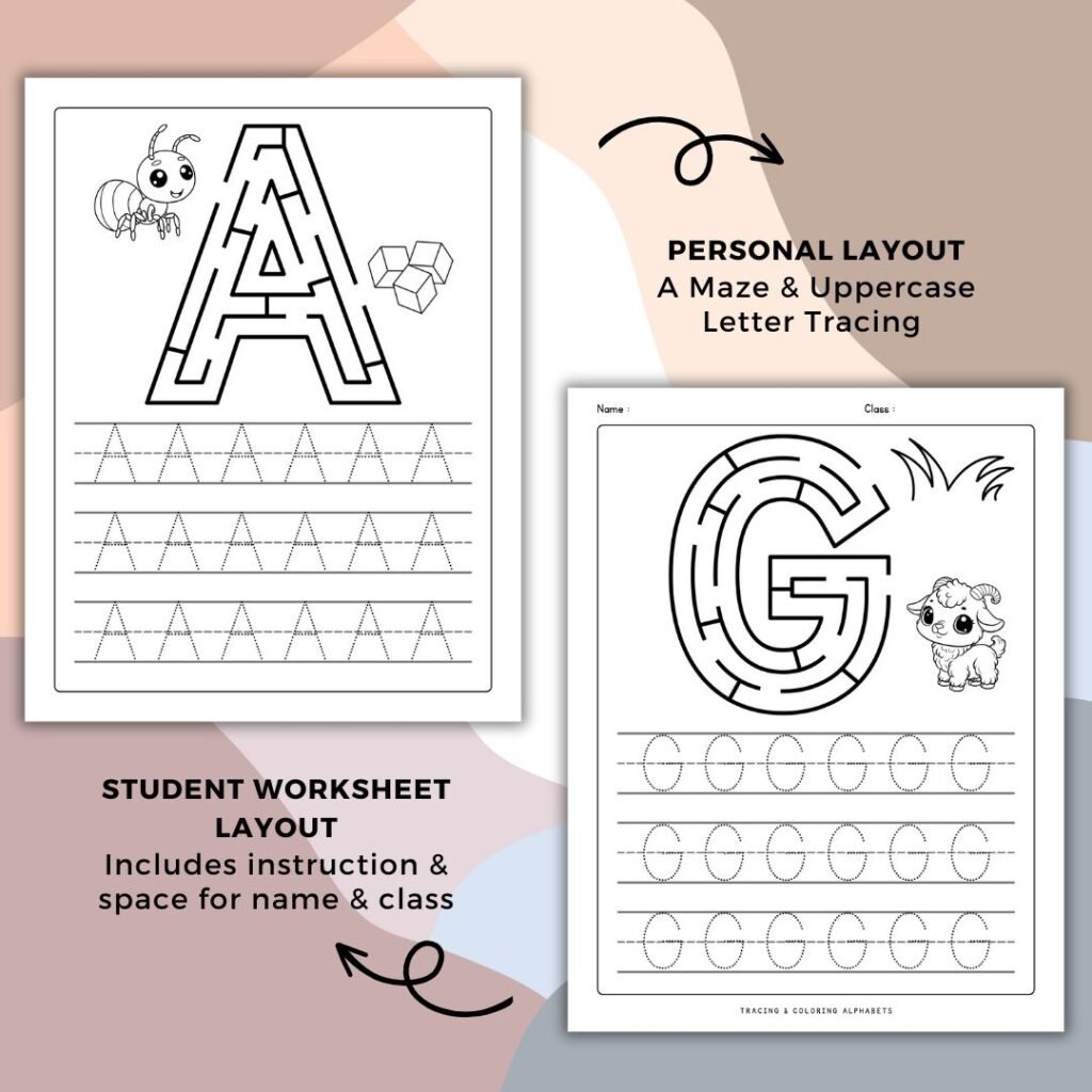 418 Alphabet Tracing Coloring Worksheets & Flash Cards